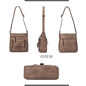 KL928 Crossbody Purses for Women Shoulder Bag,PU Washed Leather (01-Grey-2)