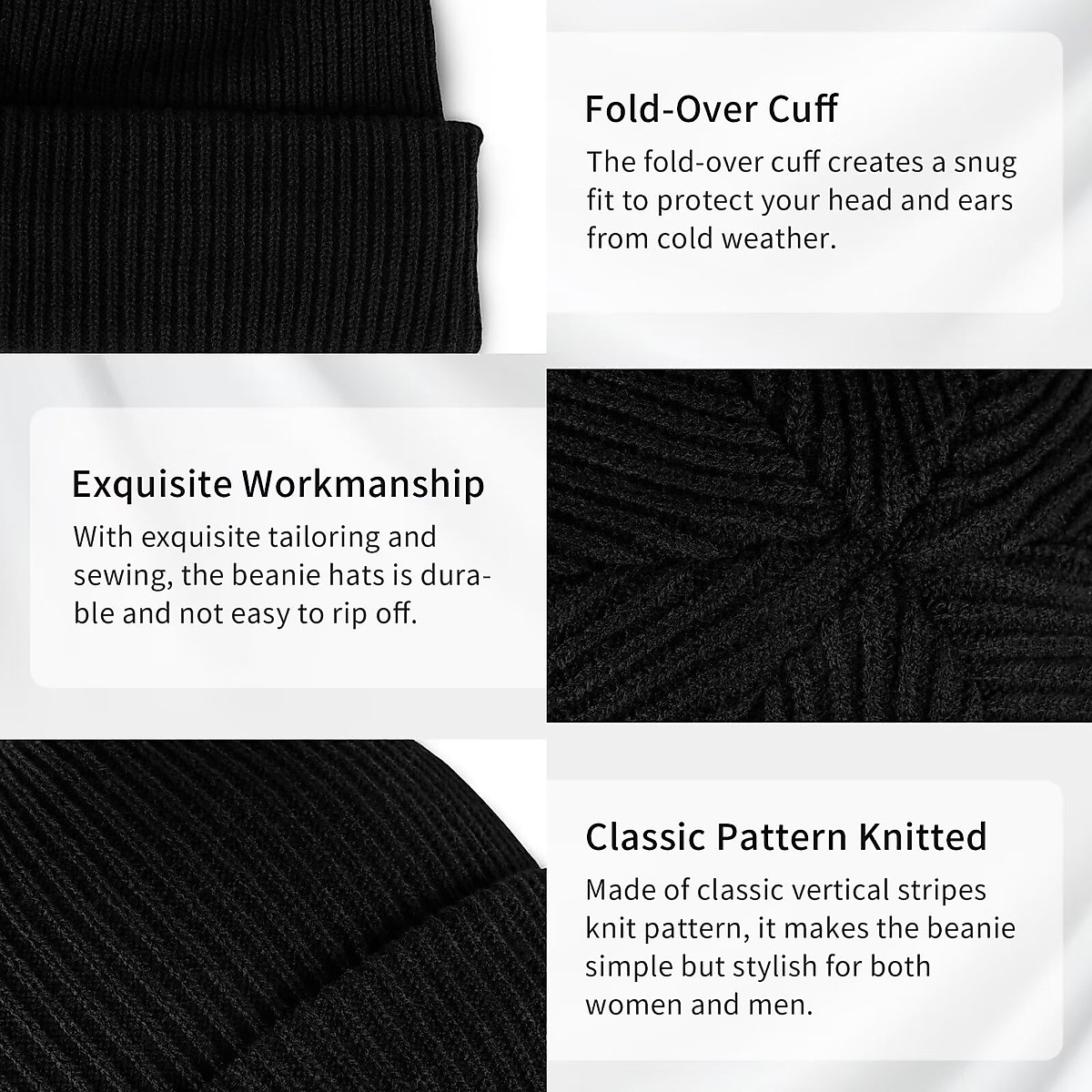 MSDC Beanies Women 3 Pack, Winter Hats for Women Men Fleece Lined Knit Warm Thermal for Cold Weather, Beanie for Women Fashionable Skull Cap(Gray+White+Pink)