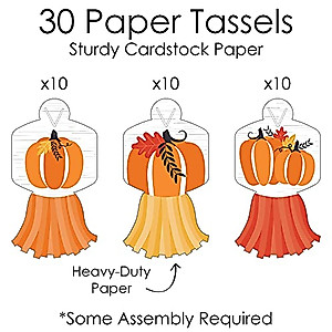 Big Dot of Happiness Fall Pumpkin - 90 Chain Links and 30 Paper Tassels Decoration Kit - Halloween or Thanksgiving Party Paper Chains Garland - 21 feet