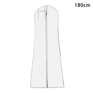 CALIDAKA White Wedding Dress Garment Bag, Washable Clear Lightweight Garment Bags for Long Prom Puffy Bridal Gown Dress Storage (Size:180cm/70.87inch)