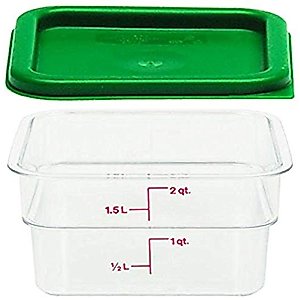 Cambro 1 2SFSCW135 Clear Container with SFC2452 Kelly Lid, 2 Quart With Lid, Clear, Green