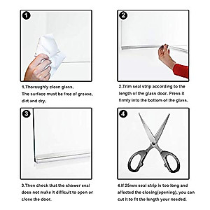 Cozylkx Frameless Shower Door Bottom Seal with Drip Rail 1/2" Thick Glass 33" Long Sweep - Glass Door Seal Strip Stop Shower Leaks
