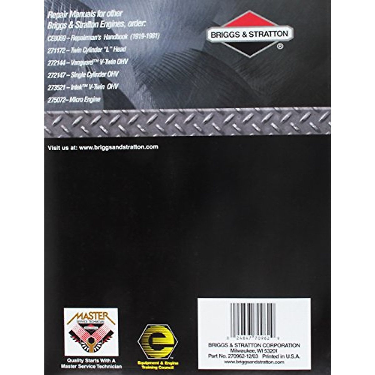 Briggs & Stratton Single Cylinder "L" Head (Built after 1981) Repair Manual