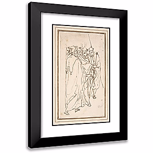 ArtDirect Cesare Nebbia 12x18 Black Modern Frame and Double Matted Museum Art Print Titled - Moses and Other Figures (1570-80)