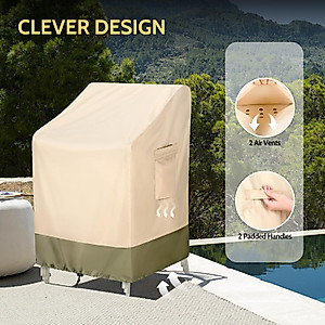 COSFLY Waterproof Outdoor Stackable Chairs Covers, Patio Furniture Covers Heavy Duty for 4-6 Stacking Chairs 1Pack - Fits up to 25W x 25D x 47H Inches (Beige)