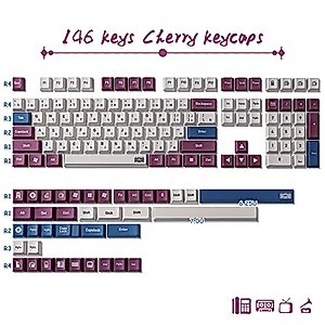 Tsungup PBT Keycaps, 145 Keys Cherry Profile Classic Game Console Keycaps Dye Sublimation with Japanese Keycaps 6.25U 7U Spacebar for Cherry MX Switches Mechanical Keyboards