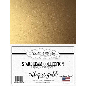 Antique Gold Stardream Metallic Cardstock Paper - 8.5 X 11 Inch - 105 Lb. / 284 Gsm Cover - 25 Sheets From Cardstock Warehouse