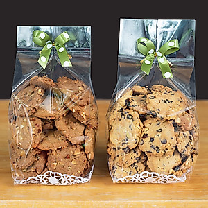 Yotelab Flat Bottom Cellophane Bags, 5x3x12 Inches Gusseted Cellophane Bags With Paper Insert,100 Pieces