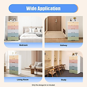 LUOSHALIYA 5-Drawer Storage Cabinet, Stackable Vertical Storage Tower with Key, Organizer Unit for Hallway Entryway, Storing Books, Office Supplies