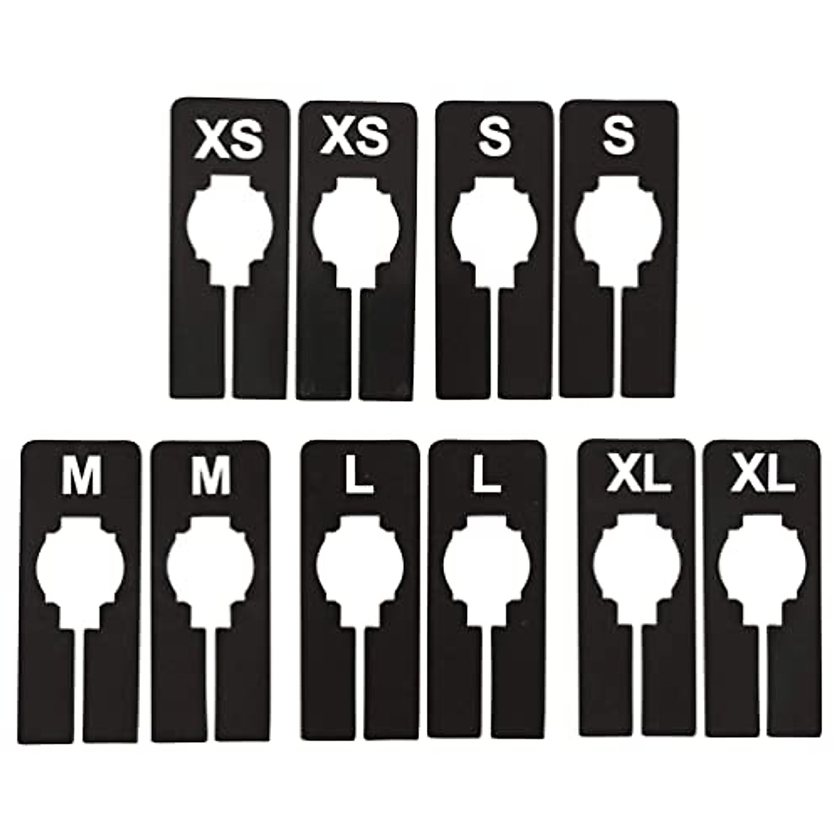 NAHANCO QSDBWKIT2, Black Rectangular Clothing Size Dividers with White Print for XS-XL, Kit of 25 (5 Sizes of 5 Each)