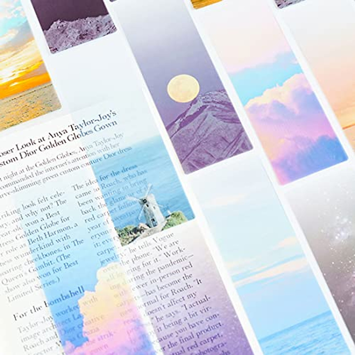 Transparent Bookmark, Landscape Theme Bookmark Lovely Bookmark for Students, Teenagers, Landscape Lovers, 5 Styles. (2)