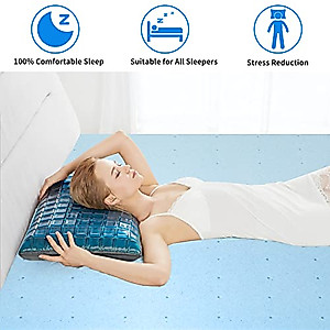 BLKMTY Twin Mattress Topper 3 Inch Ventilated Memory Foam Mattress Gel Memory Mattress Topper Breathable Soft Mattress in a Box, Blue