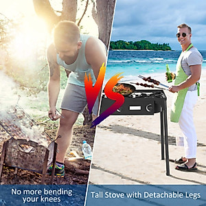 Happygrill Outdoor Camping Stove 3-Burner High Pressure Propane Gas Camp Stove with Detachable Legs