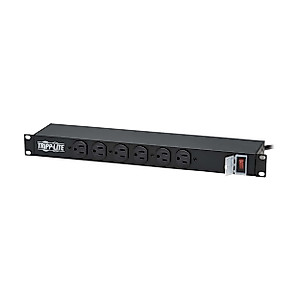 Tripp Lite 12-Outlet Rackmount PDU Power Strip, Network-Grade Front & Rear Facing Outlets, 15A, 120V, 15ft Cord with 5-15P Plug, Horizontal 1U Rack Mount, Lifetime Manufacturer's Warranty (RS-1215)