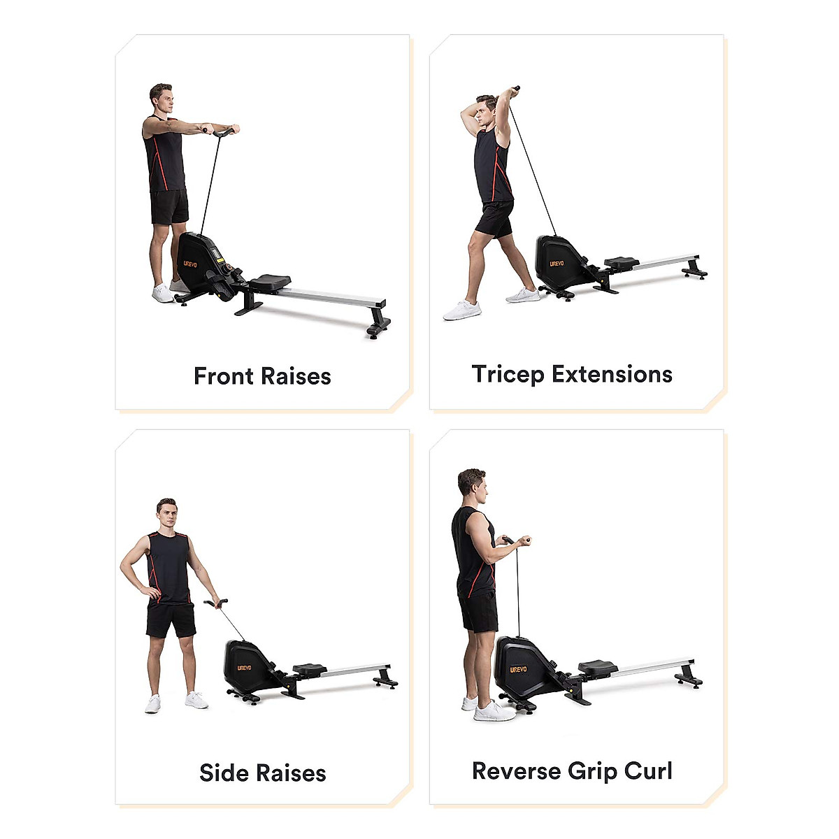 UREVO Foldable Rowing Machine Rower,Magnetic Row Machine Folding Exercise Rower with Aluminum Rail, LCD Monitor,8 Level Adjustable Resistance,330 lb Weight Capacity
