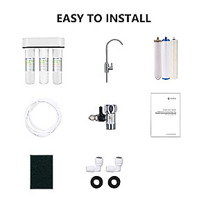 FACHIOO Under Sink Water Filter NSF/ANSI 53&42 Certified 7-Stage Water Filter with Washable Filter Element, Dedicated Faucet, Reduces Particulate, Chlorine Taste and Odor, Lead, Turbidity