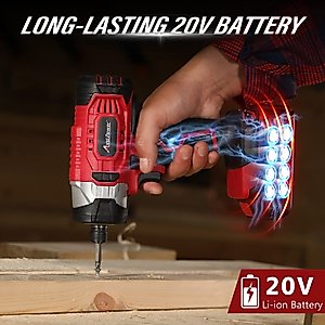 AVID POWER Impact Driver Kit, 180N.m. 20V Cordless 1/4-Inch Hex Impact Drill/Driver Set, Variable Speed, with 14Pcs Sockets, 10Pcs Driver Bits and Tool Bag
