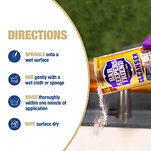 Bar Keepers Friend Powder Cleanser 12 Oz - Multipurpose Cleaner & Stain Remover - Bathroom, Kitchen & Outdoor Use - for Stainless Steel, Aluminum, Brass, Ceramic, Porcelain, Bronze and More (2 Pack)