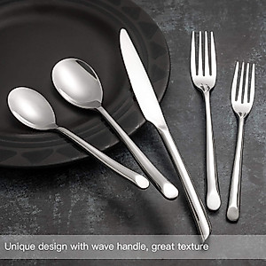 Kelenfer Silverware Stainless Steel Flatware set 20 Piece Cutlery with Wave Handle Home Hotel Restaurant Use Service for 4