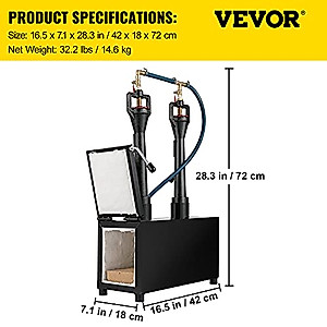 VEVOR Farrier Furnace with Dual Large Capacity Portable Square Metal Propane Knife Forge, 2 Burners-Single Door, Black