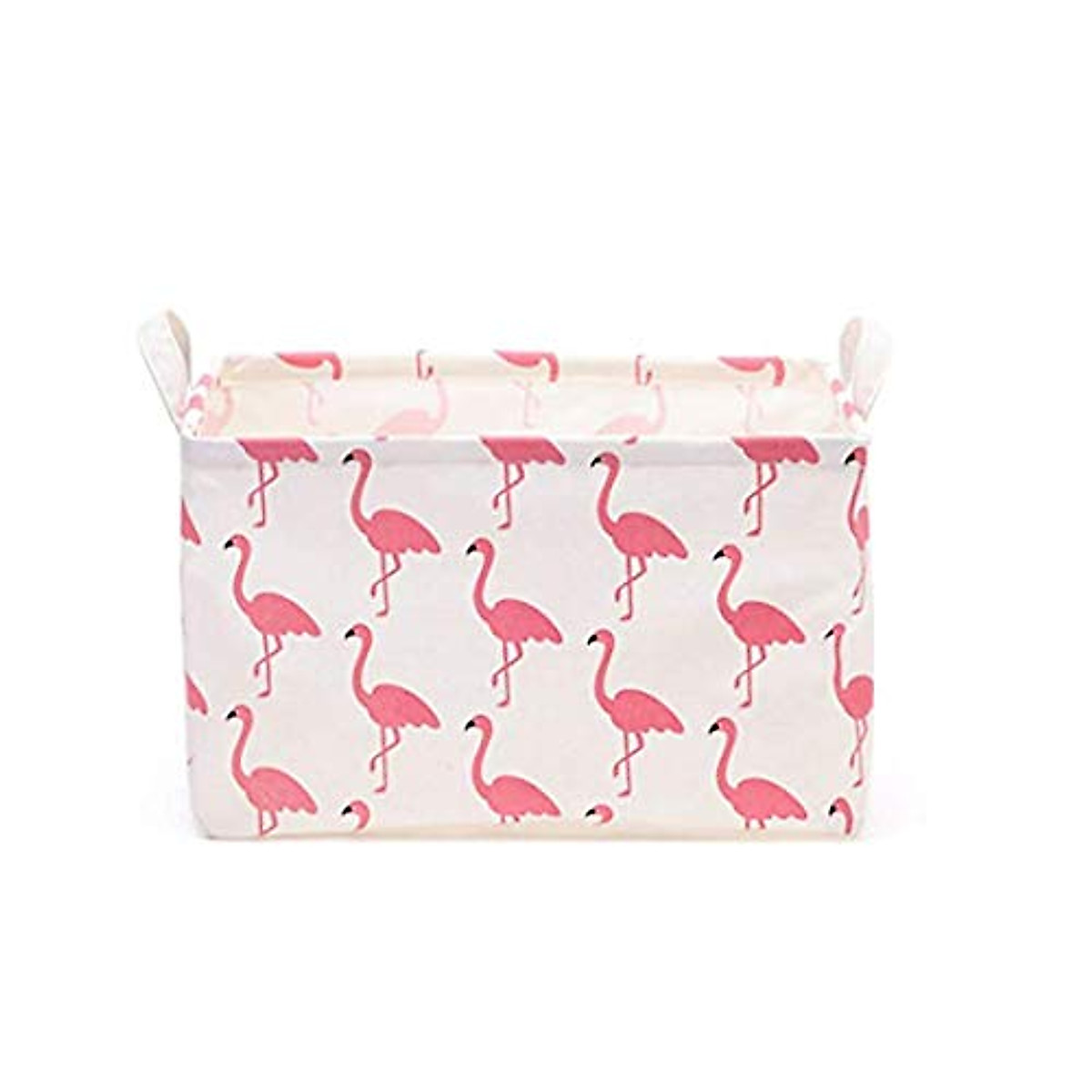 Flamingo Rectangular Storage Basket, Collapsible Storage Basket, Waterproof Coated Storage Box with Handle. Used to Organize Children's Toys and Clothing, Books, Gift Baskets