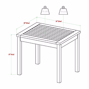 Walker Edison Rendezvous Modern 3 Piece Solid Acacia Wood Slat Back Outdoor Chair and Side Table Set, Set of 3, Dark Brown