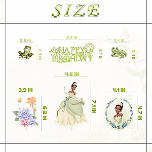 Cake Decorations for Tiana Cake Toppers, Sparkling HB Princess Theme Birthday Supplies Favor, 6 Pcs