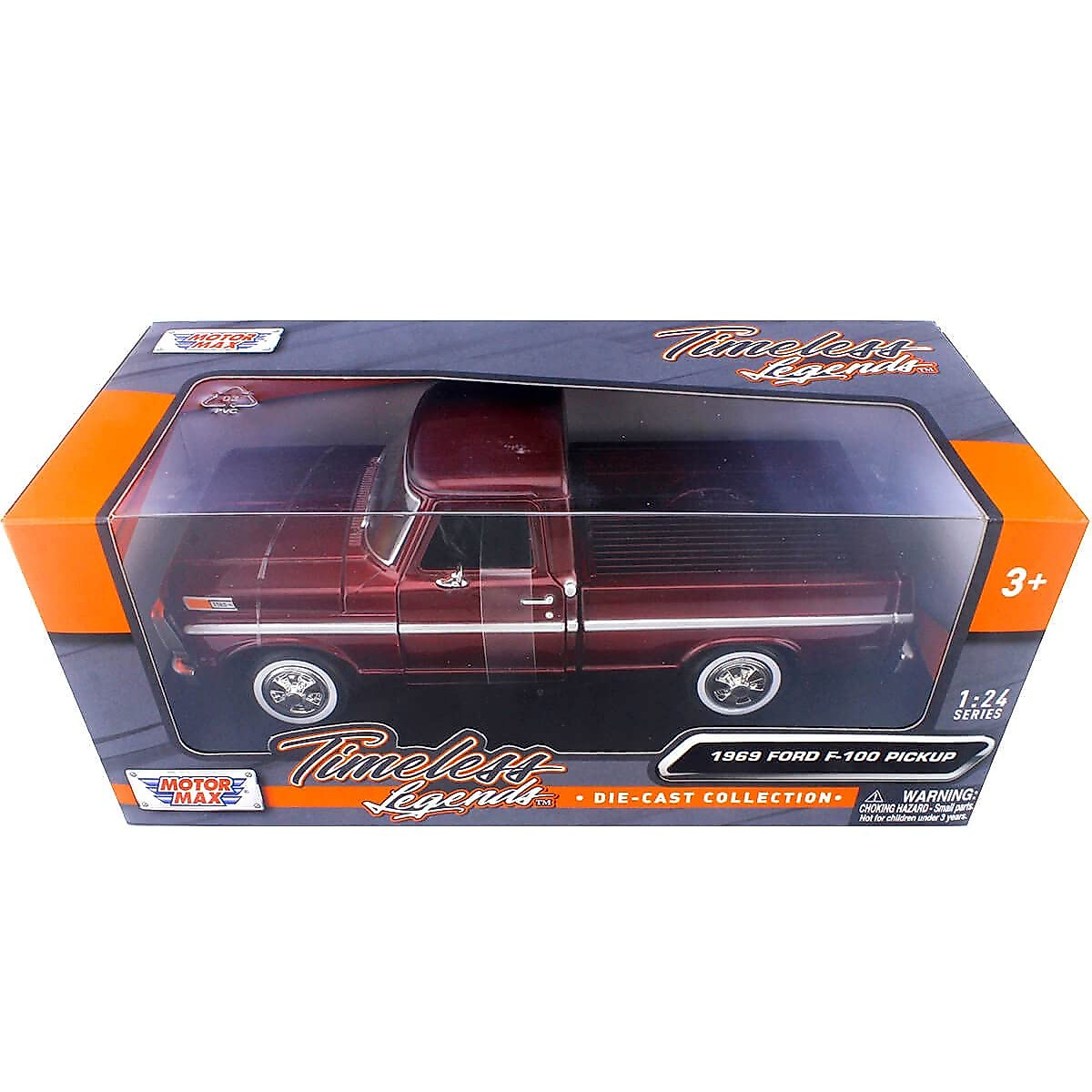 1969 Ford F-100 Pickup Truck Burgundy 1/24 by Motormax 79315 by Motormax