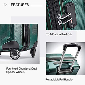 Samsonite Winfield 3 DLX Hardside Expandable Luggage with Spinners, Checked-Large 28-Inch, Emerald