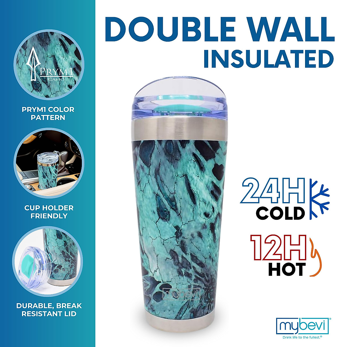 MyBevi Classic Stainless Steel Premium Grade Insulated Travel Tumbler (Shoreline Blue 26 oz)