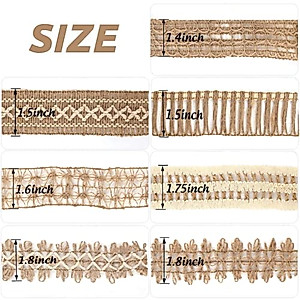VGOODALL 7 Pack Jute Ribbons, Rustic Ribbons Lace Craft Ribbon Net Burlap Fabric for DIY Sewing Craft Gifts Wrapping Party Holiday and Rustic Wedding Decoration (Total Length: 14 Meters)