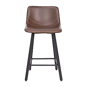 Flash Furniture Caleb Modern Armless 24 Inch Counter Height Stools Commercial Grade w/Footrests and Matte Metal Frames, Set of 2