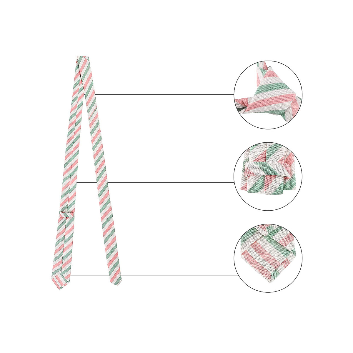 Allegra K Men's Stripe Necktie Self-Tied Linen Slim Ties for Business Casual One Size Green Pink