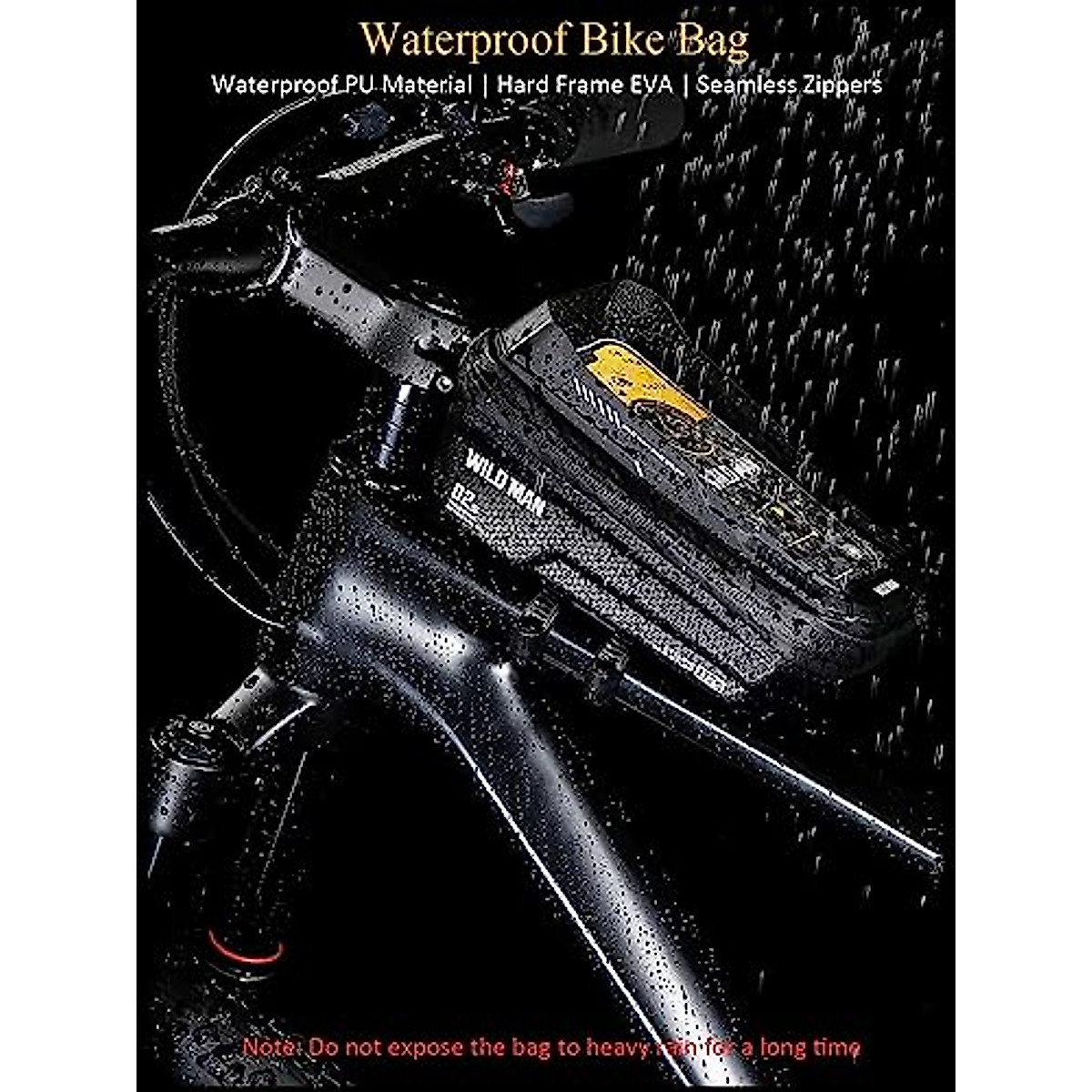 WILD MAN Bike Bag, Bicycle Bike Accessories for Cycling Biking, Bicycle Bike Phone Holder Mount Bag, Bike Bag for Bicycles, Mountain Bike Accessories for Adult Bikes for Cell Phone Under 6.7"