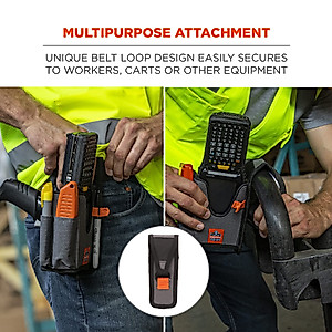 Ergodyne Squids 5540 Barcode Scanner Holster Pouch for Gun Grip Mobile Computers, Holder for Handheld Bar Code Scanners, Belt Loop Attachment Gray Large