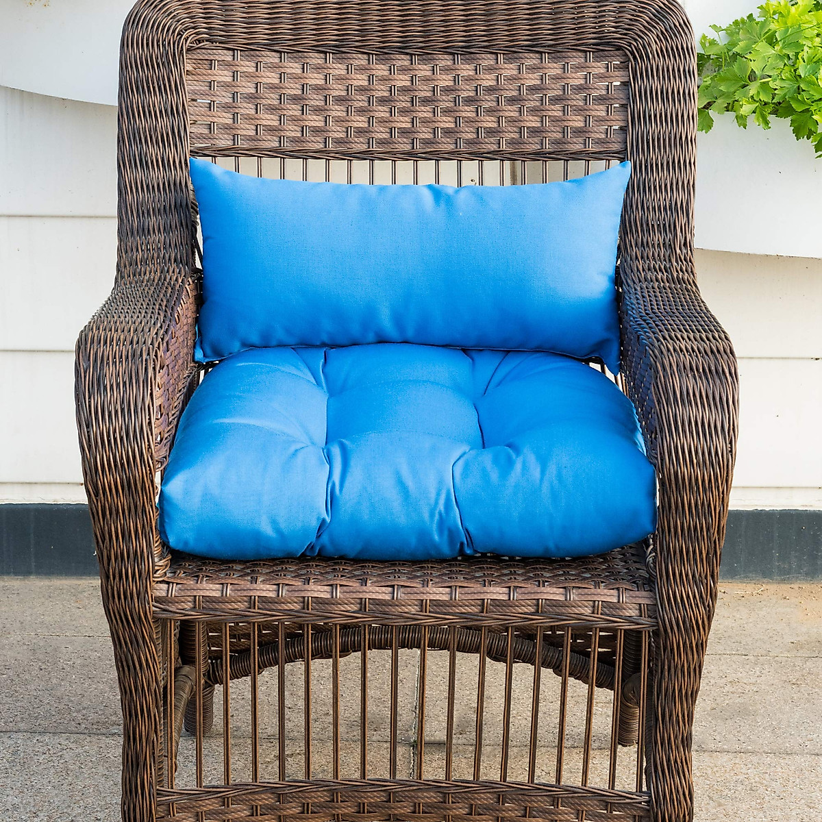 QILLOWAY Outdoor Patio Wicker Seat Cushions Group Loveseat/Two U-Shape/Two Lumbar Pillows for Patio Furniture,Wicker Loveseat,Bench,Porch,Settee of 5 (Dark Green)