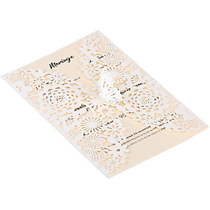 30x Pearl Paper Laser Cut Invitations,For Baby Shower,Wedding,Mother's Day,Brides Bridal Shower,Graduation Celebration, Birthday,Party Invitation,Thank You Cards (Ivory)