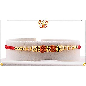 Rakhi for Brother Rakhi Set of 2 Rudraksha Rakhee Thread Bracelet for Bhai Bhaiya- Indian Rakhi Raksha Bandhan Festival