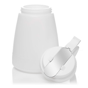 [1 PACK] EcoQuality 32oz Plastic Syrup Dispenser with Plastic Lid and Stainless Steel Slide Cover - Syrup, Sugar, Honey Dispenser - Perfect for Diners, Restaurants, Home, Office, Disposable (32 Ounce)