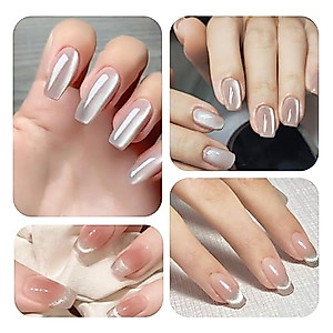 HOSAILY 15ml Cat Eye Gel Nail Polish, New Mirror Nude White Diamond Glitter Holographic Shiny Nail Polish with Magnet, Reflective Translucent UV Gel for Salon Home DIY Nail Manicure