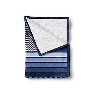 Ambesonne Letter H Throw Blanket, Gradient Colors and Curvy Leafs Stylish ABC with Abstract and Modern Art, Flannel Fleece Accent Piece Soft Couch Cover for Adults, 50" x 70", Night Blue Eggshell