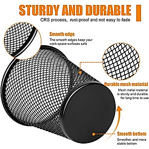 Pen Holder, Mesh Pencil Pen Holder Cup, for Desk Office Pen Organizer, Black Round Pencil Holder for School, Home, Office and other Office Desk Organizers (6 Pack)