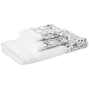 Popular Bath Sinatra Modern Bathroom Towel Set 3 Piece Hand and Wash Towel Luxury Contemporary Decor Bling Bath Towel Sets Soft, Plush and Highly Absorbent, White