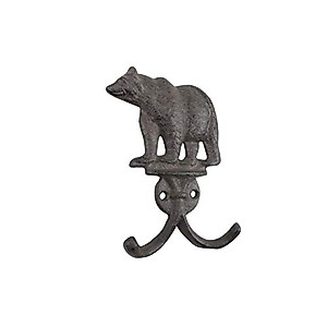 Handcrafted Nautical Decor Cast Iron Black Bear Decorative Metal Wall Hooks 5.5"