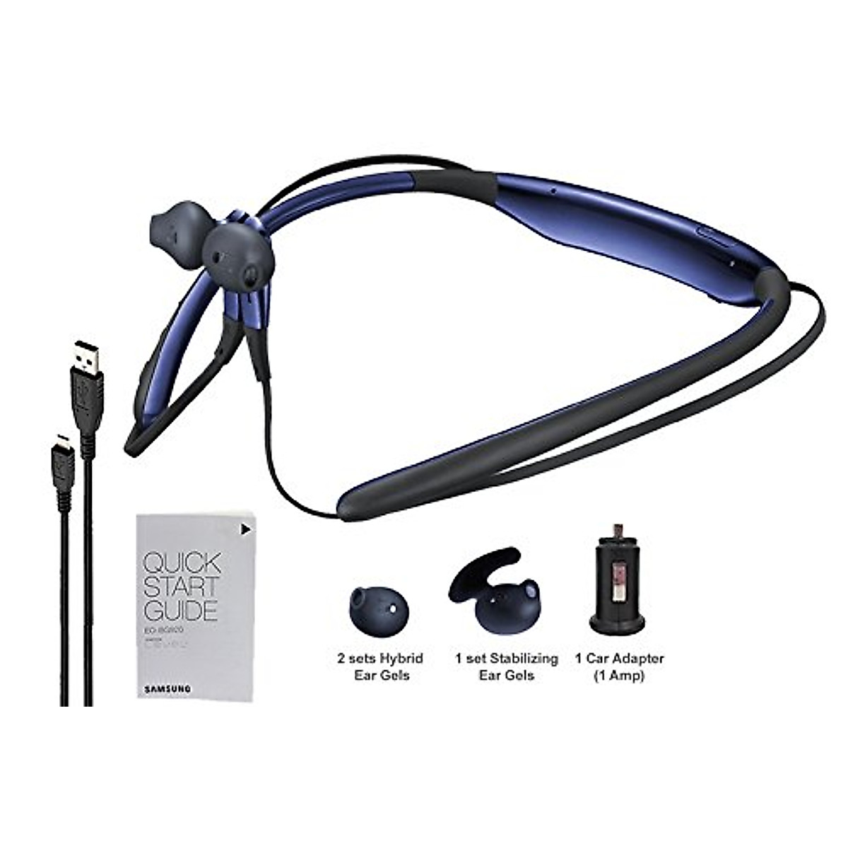 Samsung Level U Bluetooth Wireless In-ear Headphones with Microphone with Car/Wall Charger and Extra Ear Gels (US Model -Renewed Kit)