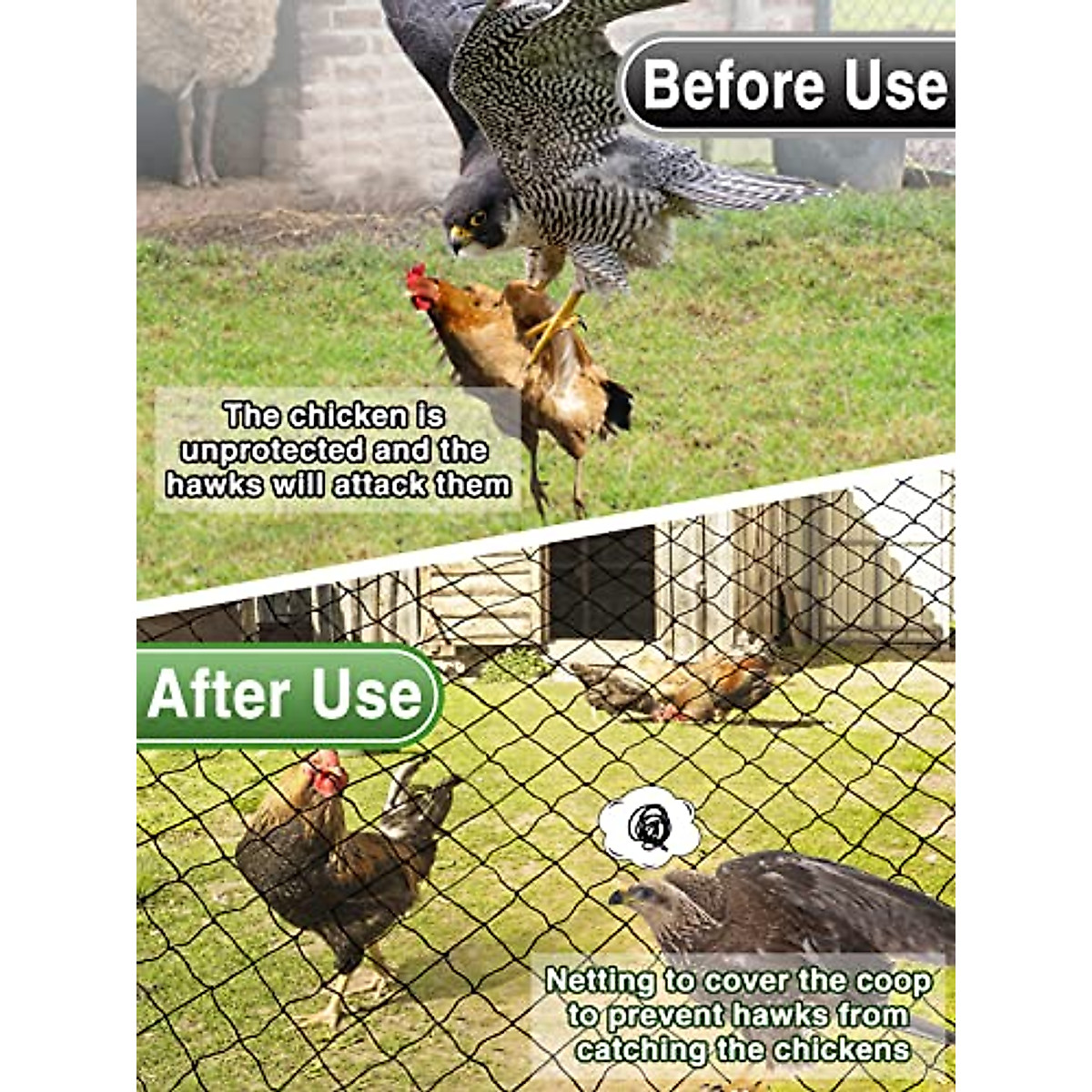 25 x 50 Ft Bird Netting with 2.4 in Square Mesh, Reusable Garden Netting for Chicken Coop, Nylon Poultry Net Deer Fence Netting for Protecting Vegetables Fruit Tree from Birds Squirrel