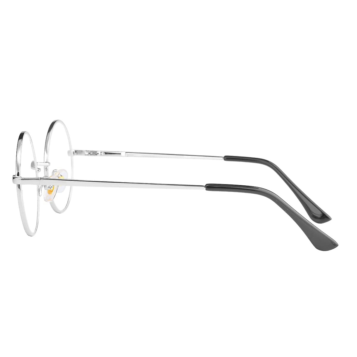 JOVAKIT Retro Round Blue Light Blocking Glasses for Women Men Circle Clear Lens Glasses Non-prescription Metal Frame Eyewear (Silver)