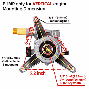 SANOL Max 3000 PSI Pressure Washer Pump 2.5 GPM 7/8" Shaft - Replacement Gas Power Washer Pump - Oil Comes Sealed - Fits: 308653052, 308653006, 308653025, PS262311, GCV160 and more