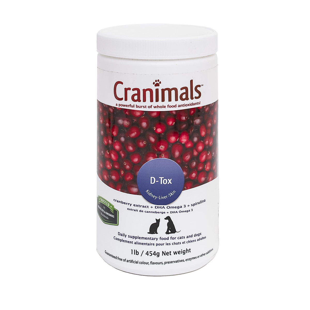 Cranimals D-Tox Daily Multivitamin for Dogs, Superfood Amino Acids, Antioxidants, DHA Fatty Acids, Vitamins E, B, D, Biotin, Minerals to Support Metabolic Function, Energy, Pet Wellness, Longevity