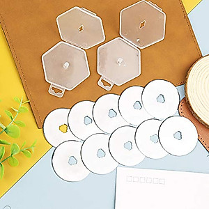 10Pcs 45mm Rotary Cutter Blades for Rotary Cutter, Rotary Cutter Replacement Blades Includes Plastic Blade Storage Case, Rotary Cutter Replacement for Quilting Fabric, Paper, Leather
